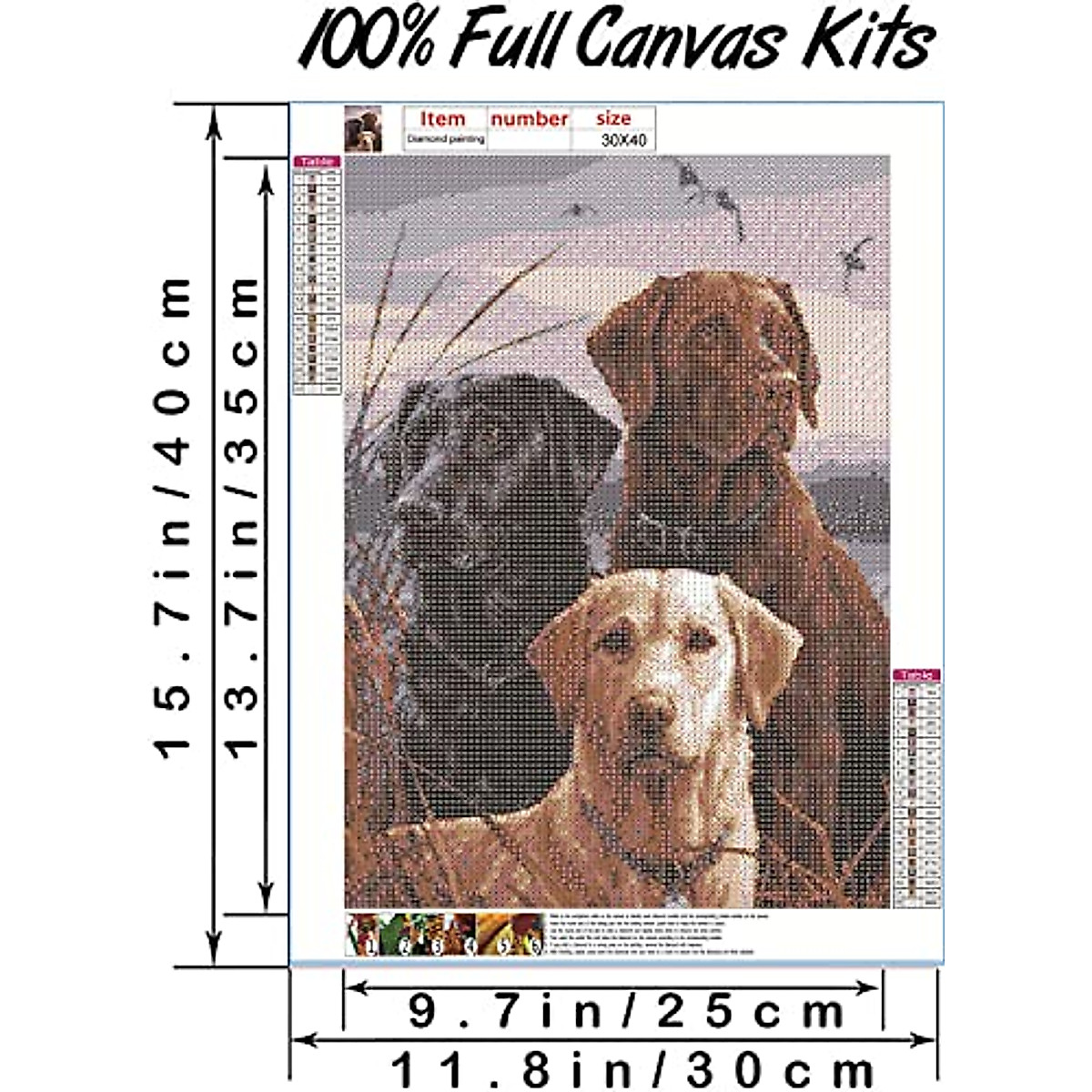 JFYHAB 5D Diamond Painting Kit for Adults Beginner, Dogs Full Drill Diamond Art Rhinestone Painting with Diamonds Pictures Arts and Crafts for Home Wall Decor 12 x 16 inch