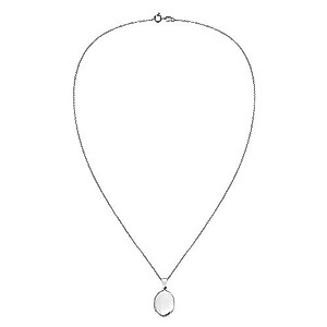 AeraVida Minimalist Engrave Keepsake Memory Holder Sterling Silver Polished Oval Locket Necklace, 16 inch
