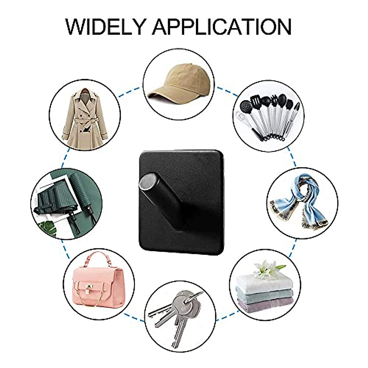 ShineMe Wall Hooks Heavy Duty, Self Adhesive Hooks Stick on Towel Hooks for Bathroom and Kitchen - Waterproof Stainless Steel Hooks for Hanging Coats, Keys, Hats, Robes (4 Pack)