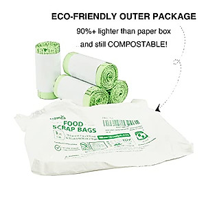 ecomelo Compostable Trash Bags, 3 Gallon/11.35 Liter, 100 count, Extra thick 0.71 Mils, Kitchen Food Scrap/Organic Waste Bags certified Biodegradable BPI ASTM D6400, HOME Compostable EN13432 & AS5810