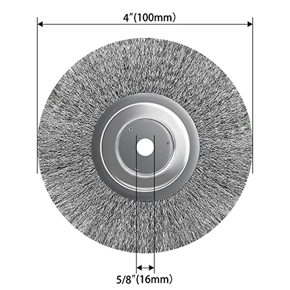 JIUNENG 4 Inch Stainless Steel Wire Crimped Wheel Brush with 5/8" Bore for Angle Grinder Derusting Cleaning and Surface Polishing 1Pc