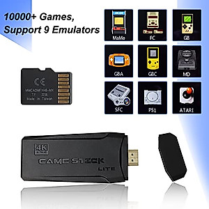Retro Classic Game Console Wireless HDMI Output System，Built in 10000+ Classic Handheld Video Games 2.4G Wireless Controllers, 9 Emulator Consoles