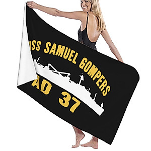 ADOSIA USS Samuel Gompers Ad-37 Beach Towel 32x52in Oversized Soft Absorbent Beach Towel