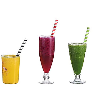 ALINK 50 Striped Paper Boba Straws + 50 Wrapped Paper Boba Straws