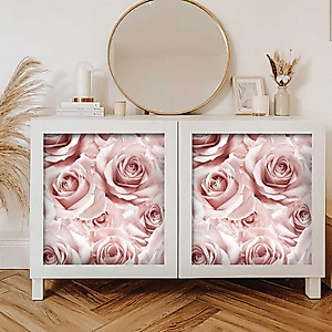 Abyssaly Pink Floral Peel and Stick Wallpaper, 17.7" X 118" Rose Flower Contact Paper for Girls Room Decoration, Removable Self Adhesive Wall Paper Modern Home Decor