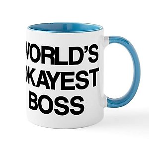 CafePress World's Okayest Boss Mug Ceramic Coffee Mug, Tea Cup 11 oz