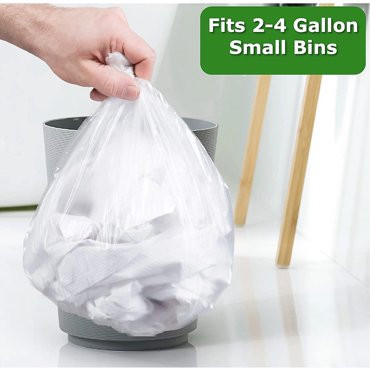 4 Gallon (15 Liter) Trash Bag (400 Count) Small Bathroom 4 Gallon Garbage Bags Clear Plastic Wastebasket Trash Can Liners for Home and Office Bins (400 Count)