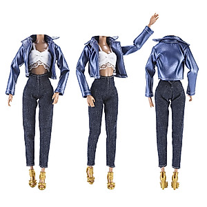 YAMASO Leather Coat Suit Pack,Cool Wild Motorcycle Style Couple Clothes for 11.5″ Girl Dolls and 12″ Boy Doll（Doll and Motorcycle not Included）