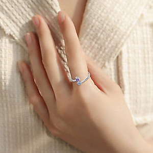 JUSTKIDSTOY Semicolon Ring for Women 925 Sterling Silver Adjustable Open Ring Recovery Suicide Awareness Jewelry Inspirational Ring