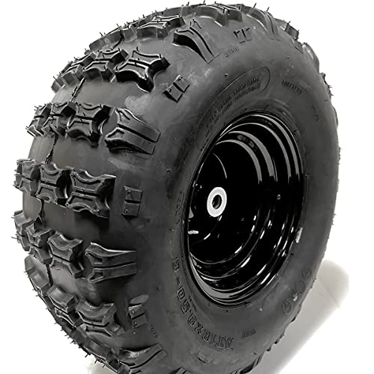 18x9.50-8 Tire and Wheel for Lawn and Garden Pull Behind Carts, Aggressive Tread for More Traction (3/4 Axle, 3.76 Offset Hub)