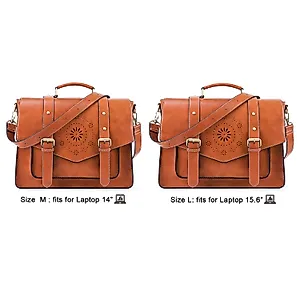 ECOSUSI Backpack for Women Briefcase Messenger Laptop Bag Vegan Leather Satchel Work Bags Fits 15.6 inch Laptops, Brown