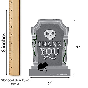 Big Dot of Happiness Creepy Cemetery - Shaped Thank You Cards - Spooky Halloween Tombstone Party Thank You Note Cards with Envelopes - Set of 12