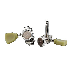 Guyker 3x3 Vintage Style Locking Guitar Machine Heads – 1:15 Ratio Lock String Deluxe Tuning Key Pegs Tuners Set Replacement for Electric, Acoustic or Folk Guitars - nickel