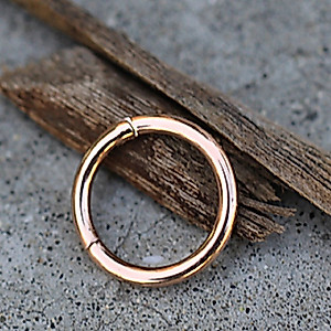 WildKlass Jewelry Rose Gold Hinged Seamless Clicker Ring 316L Surgical Steel (14 GA, Length: 8mm, Rose Gold)