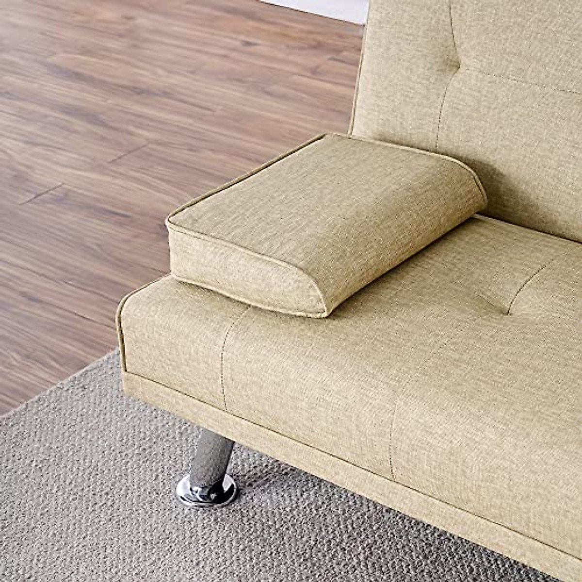 ERYE Modern Futon Sofa Loveseat Convertible Sleeper Couch Bed for Small Space Studio Office Living Room Furniture Sets, Twin Daybed Sofabed 2 Seater Sofa & Couch