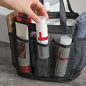 convinced8 Mesh Shower Caddy Basket, Mesh Totes-Shower Caddy Portable Bath & Toiletry Organizer-Bag with 8 Outer Pockets for College Dorm, Travel, Camping (Gray, One Size)