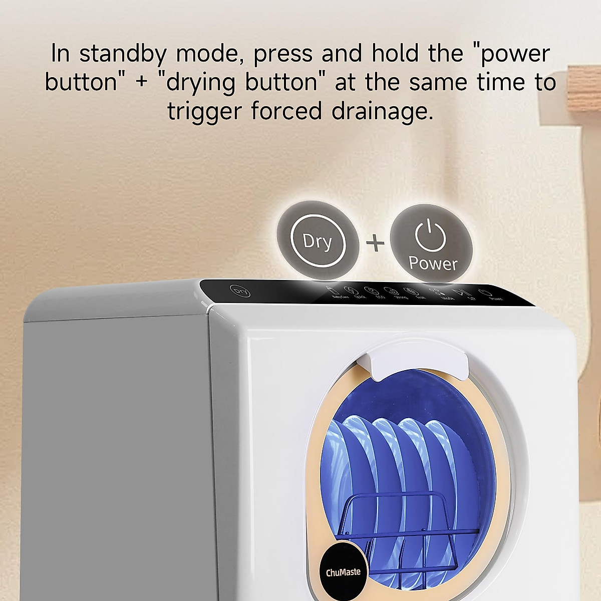 ChuMaste Countertop Dishwasher built-In Water Tank, Dishwasher Countertop For Apartments And Rvs, Compact Dishwasher With Baby Care. Air Drying and Led Light.Countertop Dishwasher No Hookup.