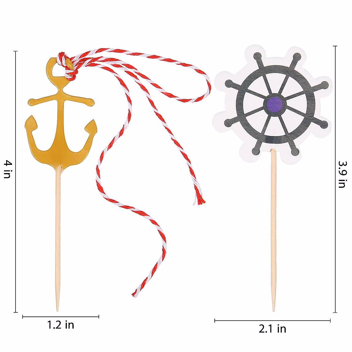 72 Pieces Nautical Cupcake Toppers Ocean Theme Toothpicks Birthday Cake Picks Decorations for Navy Baby Shower Party Favors Supplies