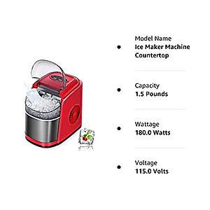 Antarctic Star Ice Maker Machine Countertop,Portable Automatic 9 Ice Cubes Ready in 8 Minutes,Makes 26 lbs of Ice per 24 Hours,Self-Clean,See-Through Lid for Home/Bar/Party (Stainless Steel)