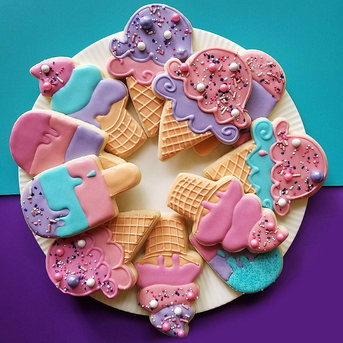 Ice Cream and Sweets Birthday Cookie Cutter 5-Pc Set Made in USA by Ann Clark, Ice Cream Cone, Soft Serve Cone, Popsicle, Ice Cream Sundae