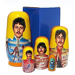 KaleaBoutique Collectible Beatles Nesting Doll Memorabilia Stacking Matryoshka Doll in Doll 5.75 Inches Tall