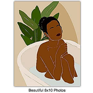 Woman Bathroom Wall Art & Decor - Bath Wall Decor - Powder room Decor for Women - Mid-century modern Bathroom Wall Decor - Luxury Minimalism Abstract art - Restroom Aesthetics Poster Set UNFRAMED 8x10