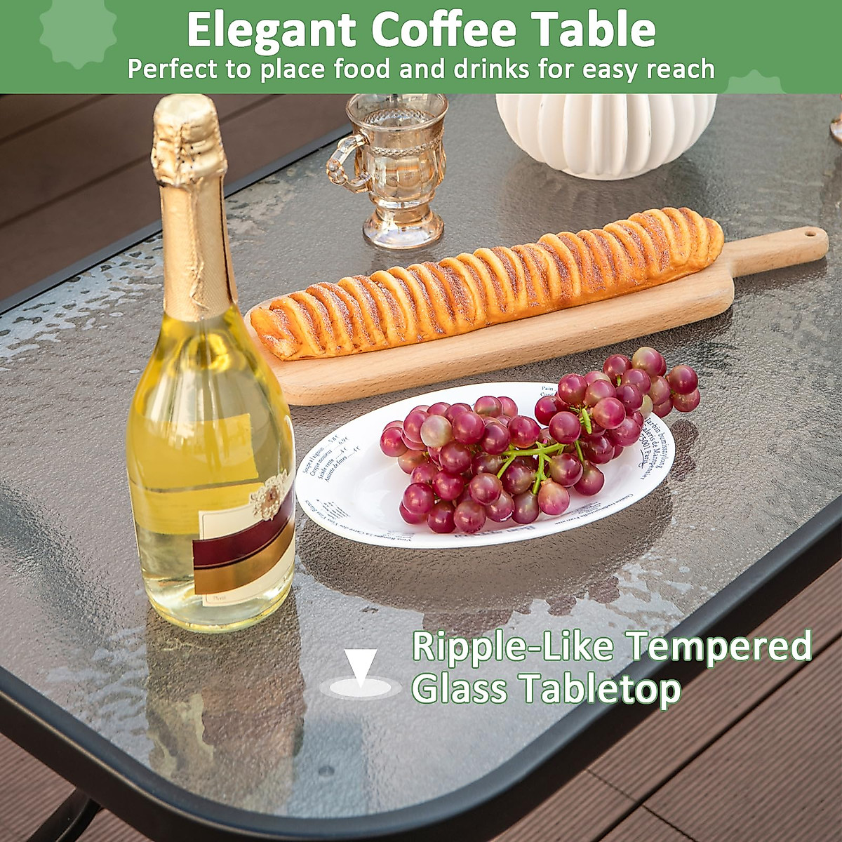 Tangkula 2 Piece Patio Furniture Set, Outdoor Loveseat Chair Set with Seat Back Cushions & Waist Pillows, Tempered Glass Coffee Table, Heavy-Duty Metal Sofa Set for Yard Garden Balcony Poolside (Gray)