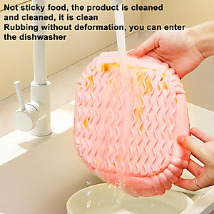 lamphle 8x8 Air-Fryer Silicone Liners Pot 2.3 Inches Deep Square Shape, Air-Fryer Basket Bowl with Handles &Mitts Reusable Food Grade Air-Fryer Oven Accessories Fits 4QT - 7QT Air-Fryer Pink