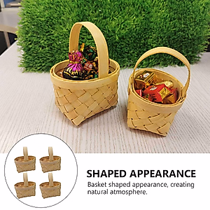 Hemoton 4pcs Candy Basket Small Basket Toys Snacks Containers for Kids Wooden Tray Rustic Decor Tiny Containers Snack Containers Small Craft Basket Child Mini Wood Chips Small Candies