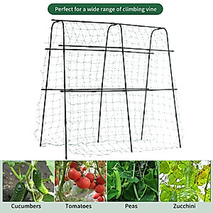 Lalahoni Garden Cucumber Trellis for Climbing Plants Outdoor, 5.3 FT Tall Metal Arch Plant Support for Vegetable Fruit Flower Vine Plant, Pea Tunnel A-Frame Trellis for Raised Bed, with Garden Netting
