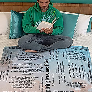 Prayer Healing Blanket with Inspirational Scripture Bible Verse Soft Flannel Throw Blankets Christian Religious Gifts for Women Men 60" x 50"