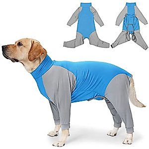 KOESON Dog Recovery Suit, Dog Onesie for Surgery Anti Licking Dog Surgical Recovery Suit for Abdominal Wound, Long Sleeve Dog Jumpsuit for Medium & Large Breeds Blue 3XL
