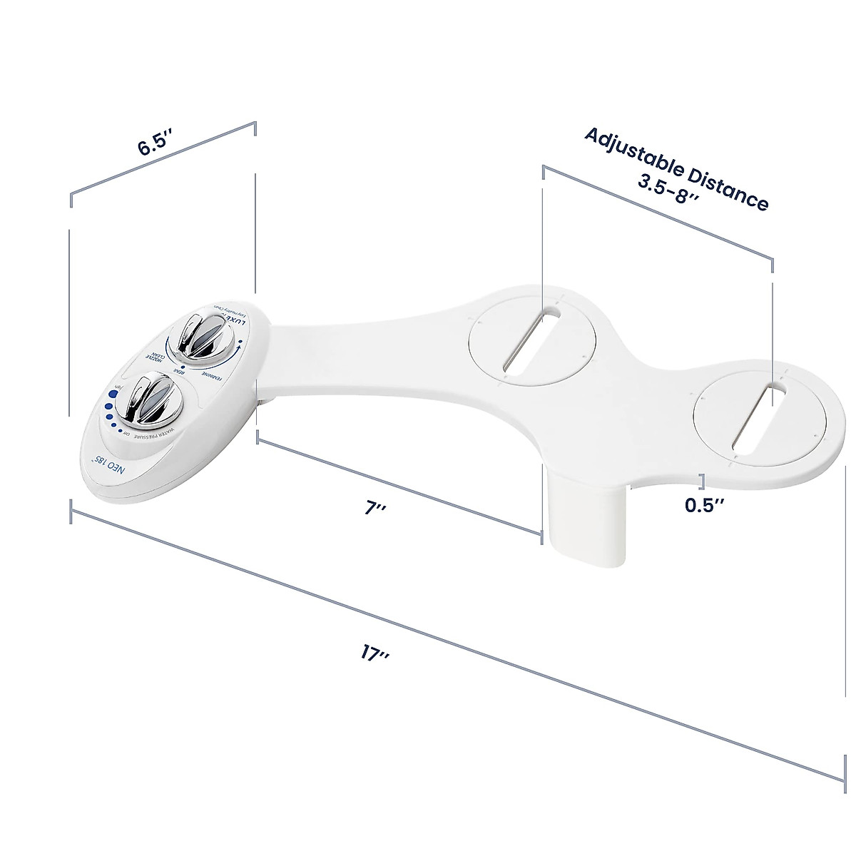LUXE Bidet NEO 185 - Value Pack of 2 - Self-Cleaning, Dual Nozzle, Non-Electric Bidet Attachments for Toilet Seat (Blue and White)