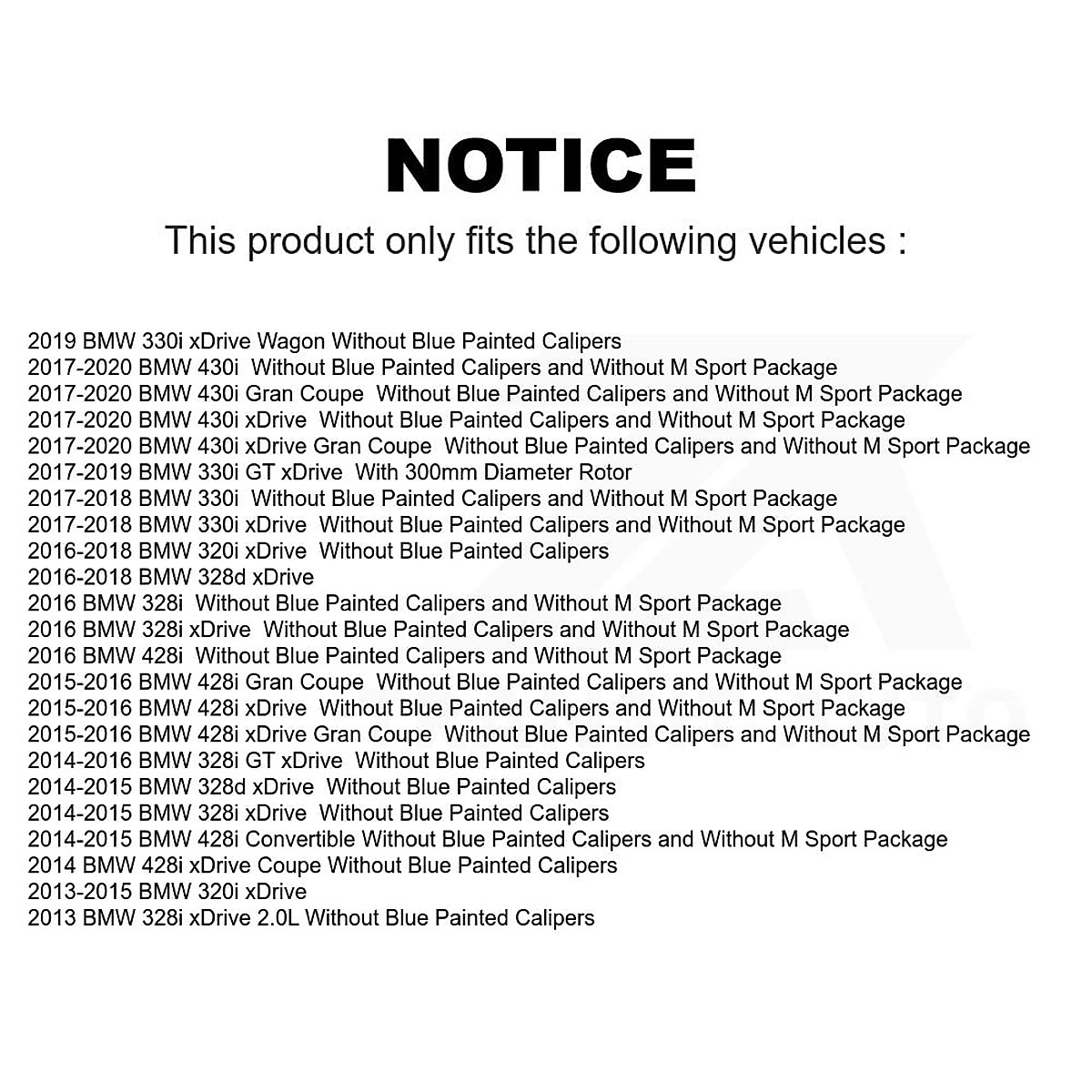 Transit Auto - Rear Coated Drilled Slotted Disc Brake Rotors And Ceramic Pads Kit For BMW 328i xDrive 320i 330i 428i 430i Gran Coupe GT 328d KDC-100734