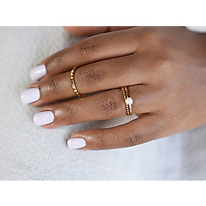 BLOSSOM & HUE Mini Pearl Ring [ CZ Accent ] - 18K Gold Vermeil - Size 7 - Minimalist Band
