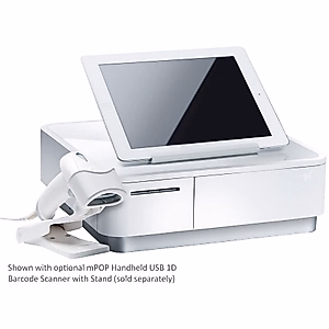 Star Micronics mPOP Integrated USB-C Lightning Receipt Printer & Cash Drawer with Tablet Stand - White