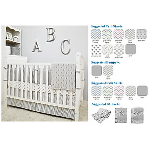 American Baby Company 100% Cotton Tailored Crib Skirt with Pleat, Gray Zigzag, for Boys and Girls