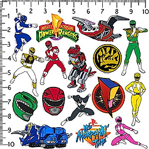 MIGHTY MORPHIN' POWER RANGERS 50CT Vinyl Large Deluxe Stickers Variety Pack - Laptop, Water Bottle, Scrapbooking, Tablet, Skateboard, Indoor/Outdoor - Set of 50