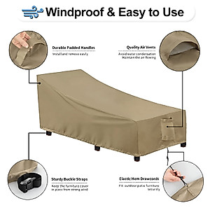 OutdoorLines Outdoor Waterproof Patio Chaise Lounge Chair Cover - UV Resistant Lounger Covers Heavy Duty Weatherproof Patio Sofa Furniture Covers, 1 Pack, 78Wx35.5Dx33H Inches, Camel