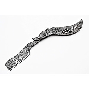 Hand Made Damascus Steel Straight Razor Folding Razor With Shaving Ready Classic Barber Blade Edge, Men Straight Razor, Leather Case + Strop, Close Shave, Great Gift R-85