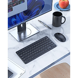 seenda Wireless Keyboard and Mouse Combo, Compact Small Keyboard Mouse Set with 2.4G USB Receiver, Slim Portable Keyboard and Silent Wireless Mouse for Laptop, Computer, Desktop, PC, Windows, Black
