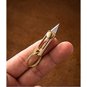SZHOWORLD Ultra Small Brass Utility Knife, EDC Tiny Knife Box Opener with Stainless Steel Blade,Ultra Portable and Compact