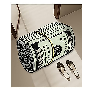 100 Dollar Bill Rug, Art Money Creative Carpet Cozy Soft Bedroom Funky Door Mat Carpets Bedside Rugs Living Room Decoration Rug Bathroom Door Mat Dry Absorbent Mats (D,19.6 * 31.5 inch)