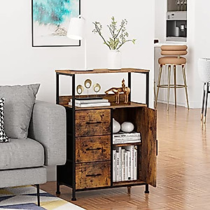 4-Tier Storage Shelf Unit with 3 Drawers, 2 Tiers Shelves Wood Floor Cabiet with Sturdy Frame
