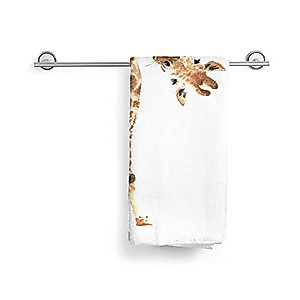 QICENIT Wild Animal Giraffe Hand Towel White Super Soft Plush Highly Absorbent for Bathroom 15.7x27.5In