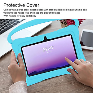 Acogedor Kids Tablet, 7 Inch Tablet with 2GB RAM 32GB ROM, Quad Core Processor, 3D Design, Dual Camera, Parental Control, Protective Cover Case with Stand (Blue)