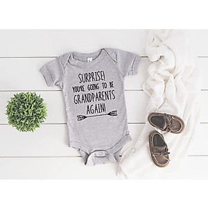 Pregnancy Announcement for Grandparents Size 0-3 Months: Your Going to Be Grandparents Again Baby Announcement for Family Romper Gray. Baby Boy Girl - Baby Announcement Onesie Baby Announcement Gifts