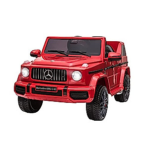 TOBBI 12V Kids Ride On Car, Licensed Mercedes Benz G63 Electric Car for Kids, Kids' Electric Vehicle Car with Remote Control, Openable Doors/Spring Suspension System/Music's Play & Led Lights-Red