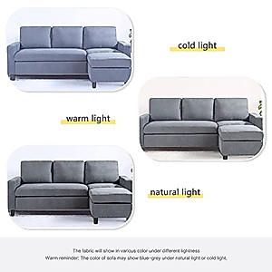 Sectional Sofa Couch, L-Shaped Convertible Couches for Living Room Furniture Sets 3 Piece Small Sofa, Modular Sectional Couch with Cloud Chaise for Living Room/Small Space(Bluish Grey)