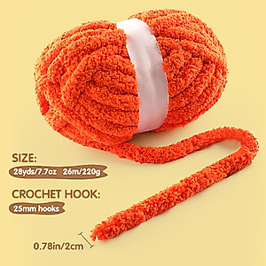 8 Pack Chunky Chenille Blanket Yarn for Hand Knitting and Crocheting - Jumbo Fluffy Super Bulky Yarn 28.4 Yds 7.7 Oz Each Skein (Blue Gray)